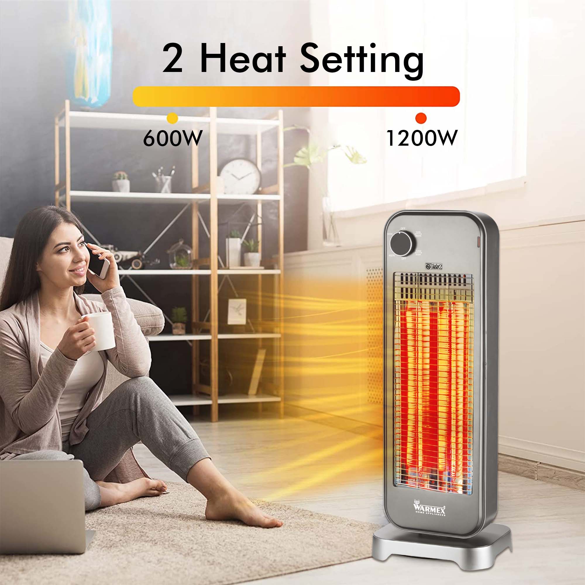 Warmex ELITE Carbon Fiber Room Heater for Bedroom | Fast Heating with 2 ...